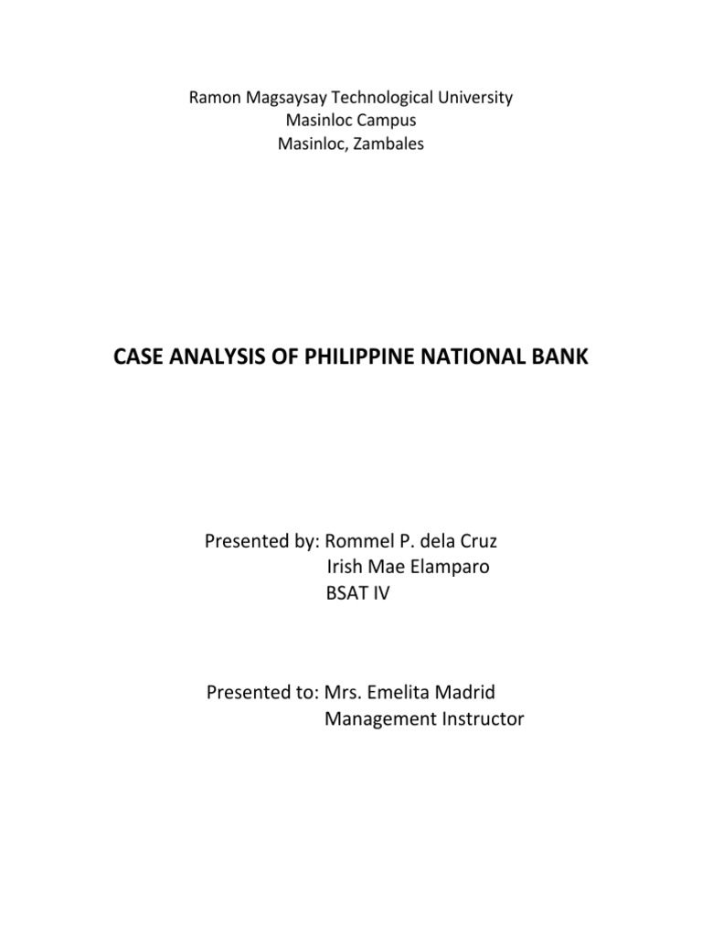 Case Analysis of Philippine National Bank: Ramon Magsaysay ...
