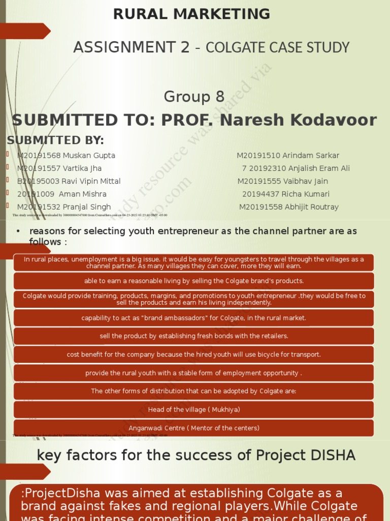 Assignment 2 - Group 8: Colgate Case Study | PDF
