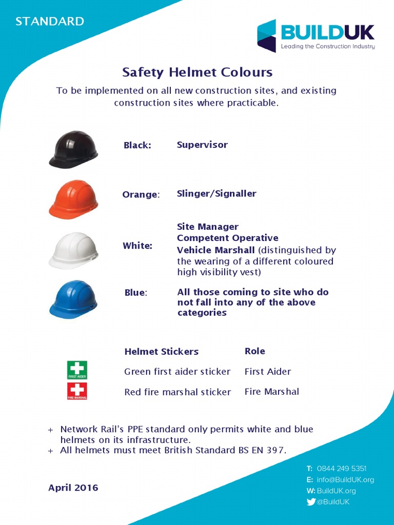 Safety Helmet Colours Build UK Standard | PDF