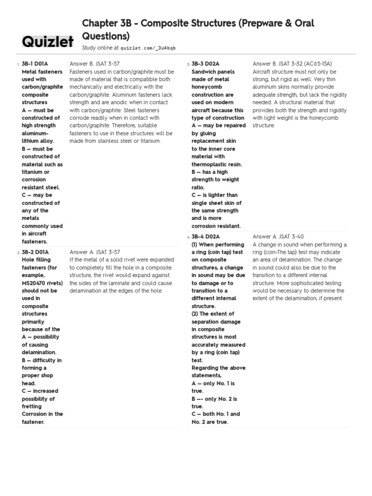 Chapter 3B - Composite Structures (Prepware & Oral Questions) | PDF ...