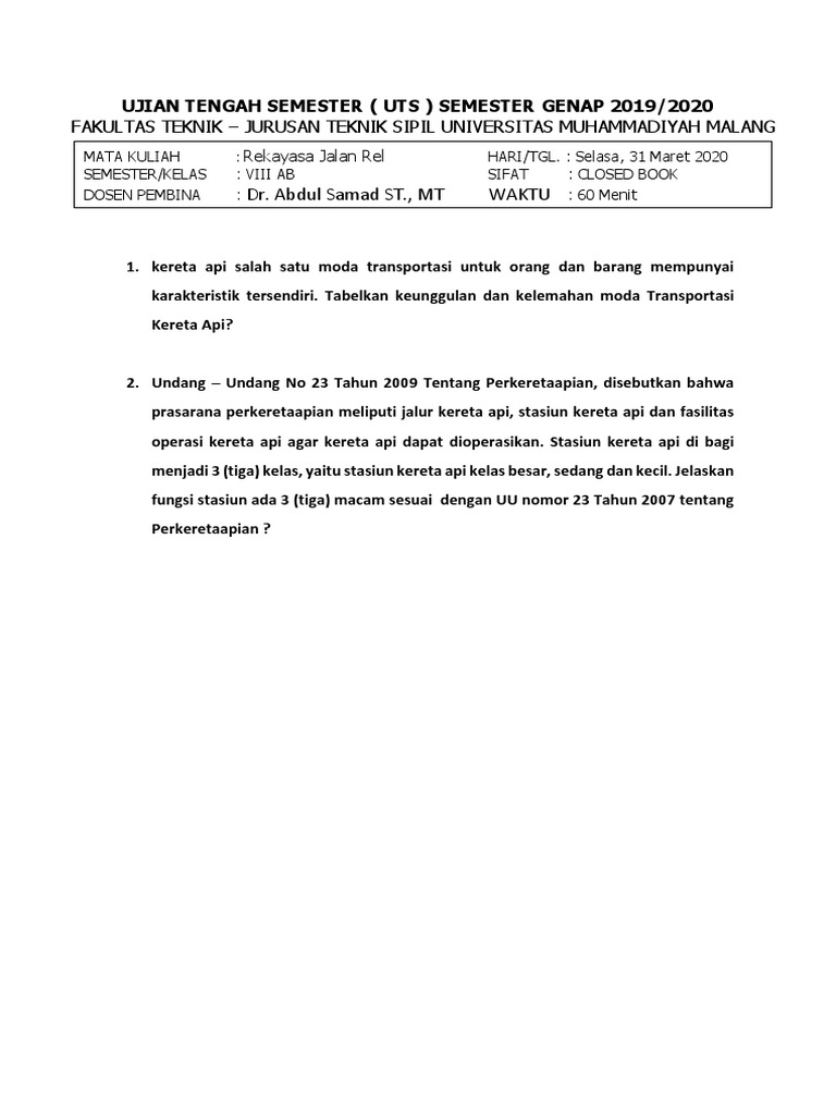 Rekayasa Jalan Rel | PDF