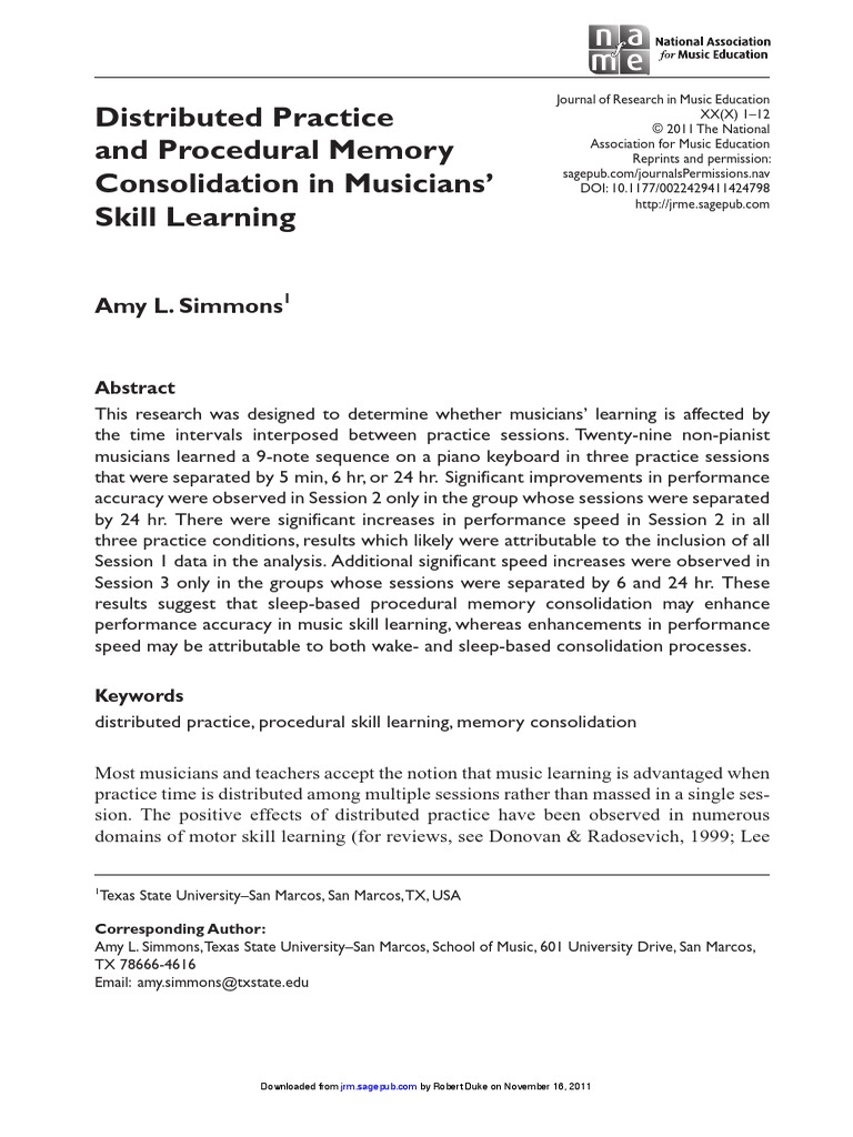 03 (10) Distributed Practice and Procedural Memory Consolidation in ...
