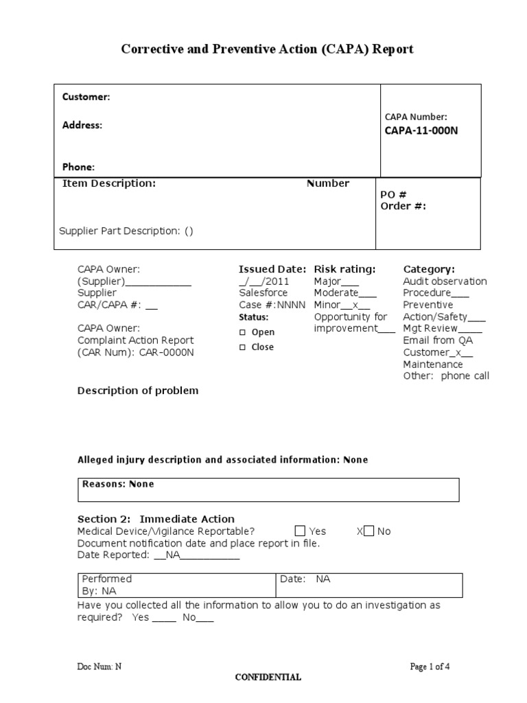 CAPA Report Template and Guidelines | PDF | Business