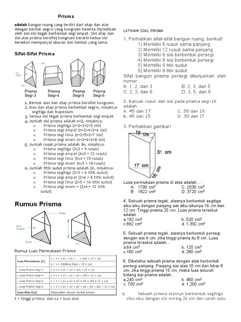 Sifat dan Rumus Prisma Segitiga | PDF | Griya & Taman