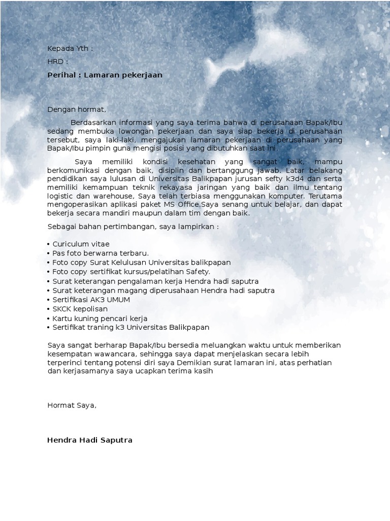 Lamaran Dan CV Hs | PDF