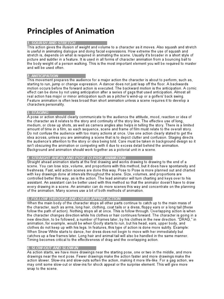 Principles of Animation | PDF | Animation | Drawing