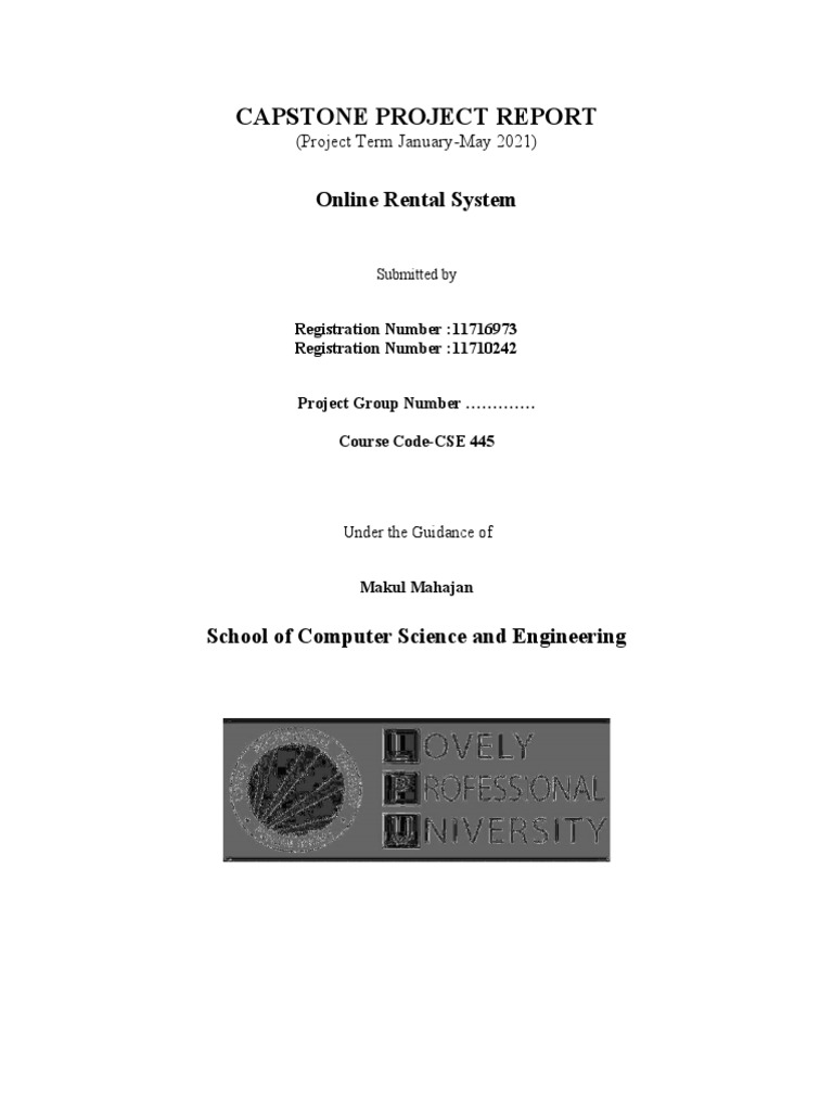 Capstone Project Report: Online Rental System | Download Free PDF ...
