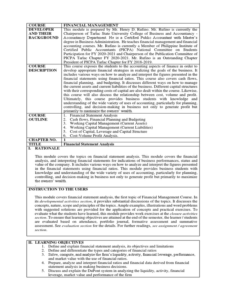 Mas 3 Module 1 Fs Analysis | PDF | Dividend | Equity (Finance)