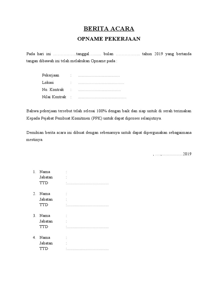 BERITA ACARA Opname | PDF