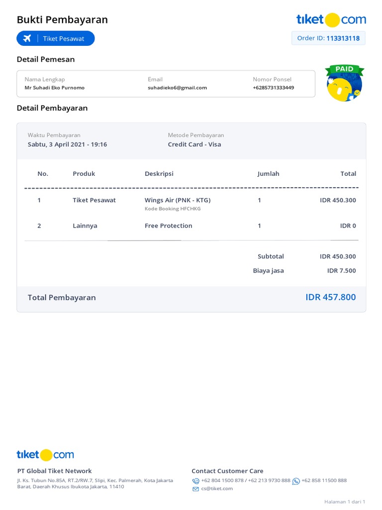 E Receipt Flight ID 113313118 | PDF