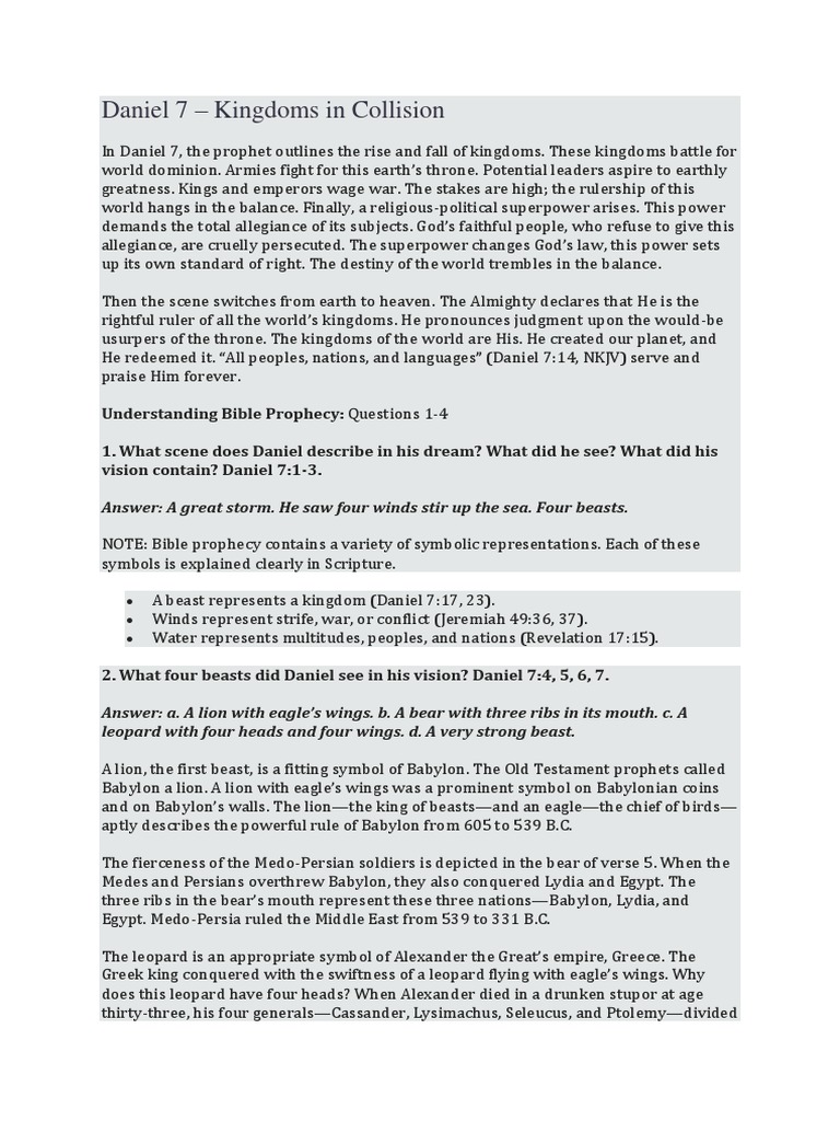 Daniel 7 - Kingdoms in Collision | PDF | Book Of Daniel | Prophecy