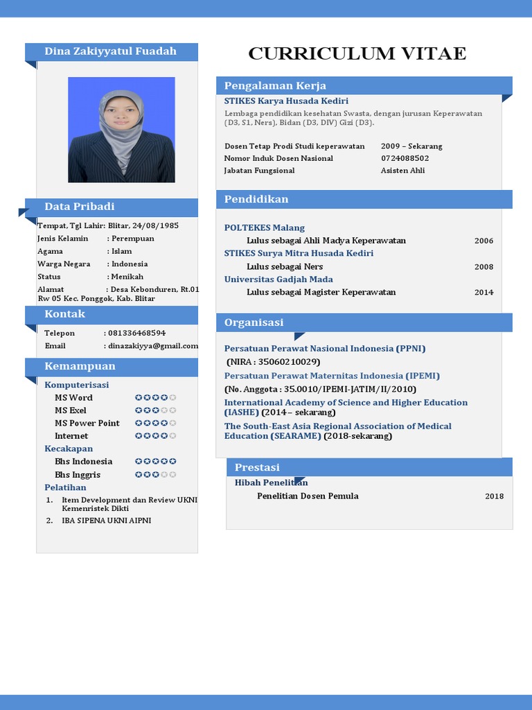 CV Dina Zakiyyatul Fuadah | PDF