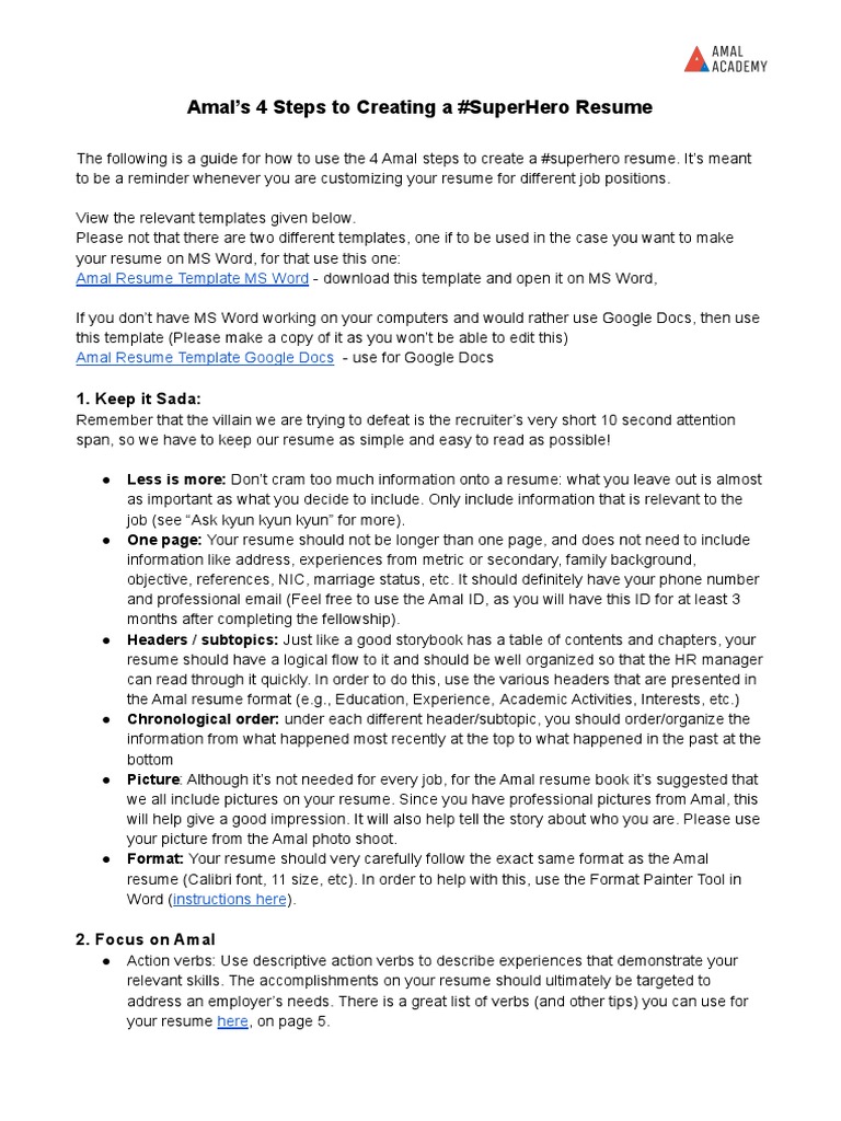 How To Make A #Superhero Resume - Amal Academy | PDF | Résumé | Cognition