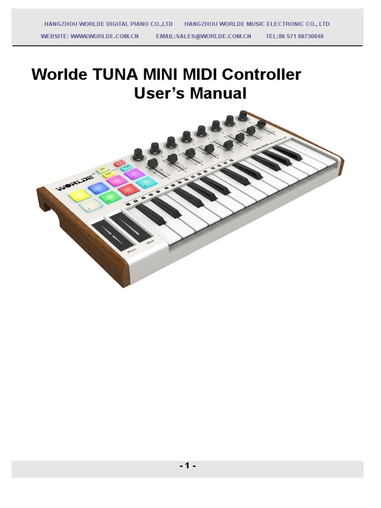 Worlde TUNA MINI MIDI Controller Manual | PDF | Piano | Music Technology