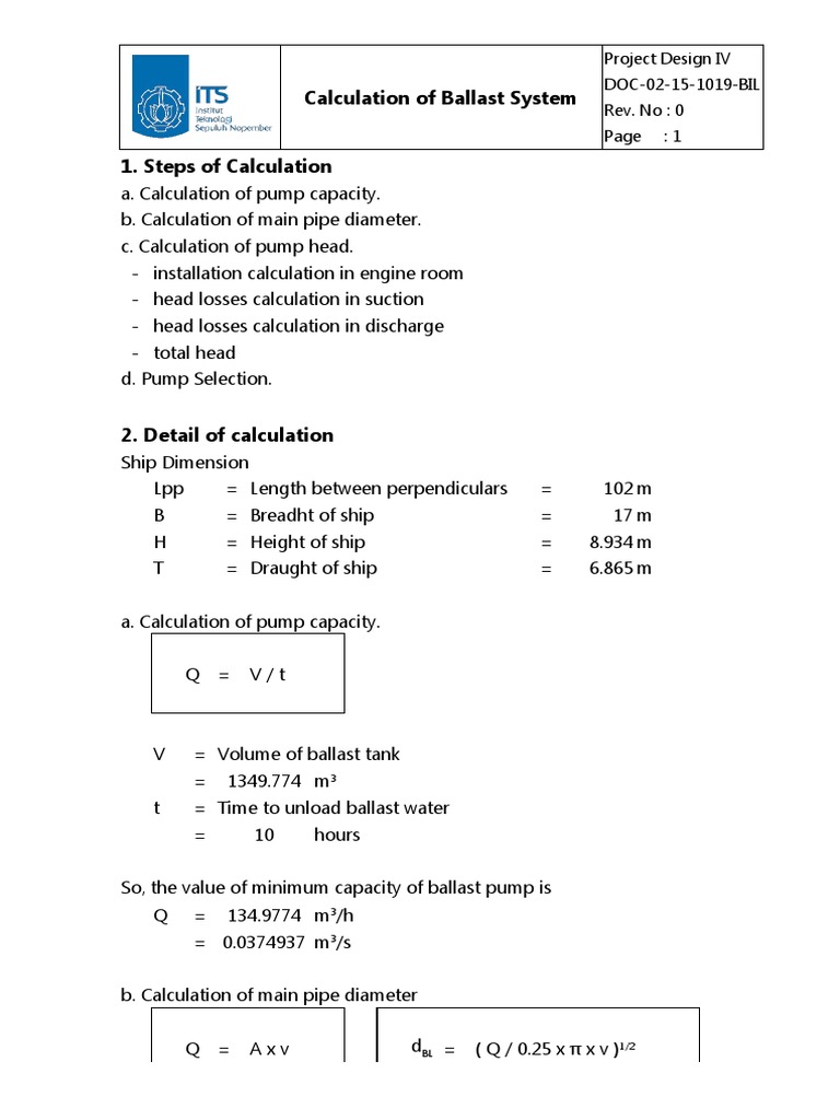 Ballast System Calculation Guide | PDF | Pump | Pipe (Fluid Conveyance)