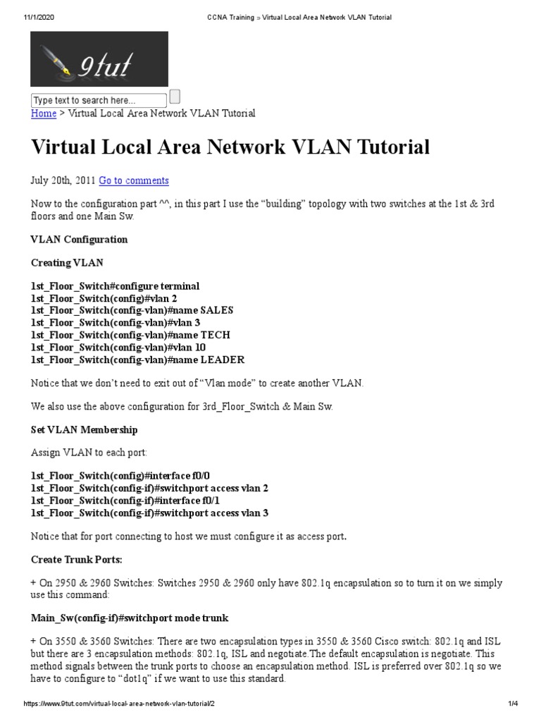 CCNA - CCNPTraining Virtual Local Area Network VLAN Tutorial 2 | PDF ...