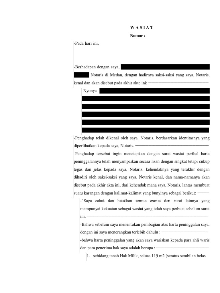 Contoh Akta Wasiat M Ridho-1920020027 | PDF