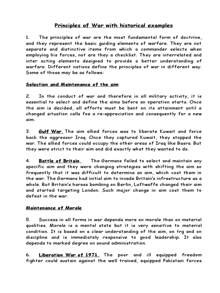 Principles of War Explained | PDF | Gulf War | World War II