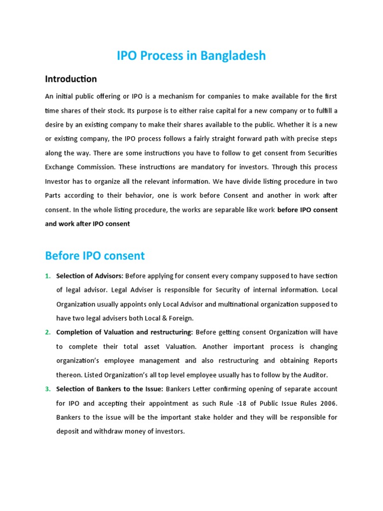 IPO Process in BD | PDF | Initial Public Offering | Underwriting