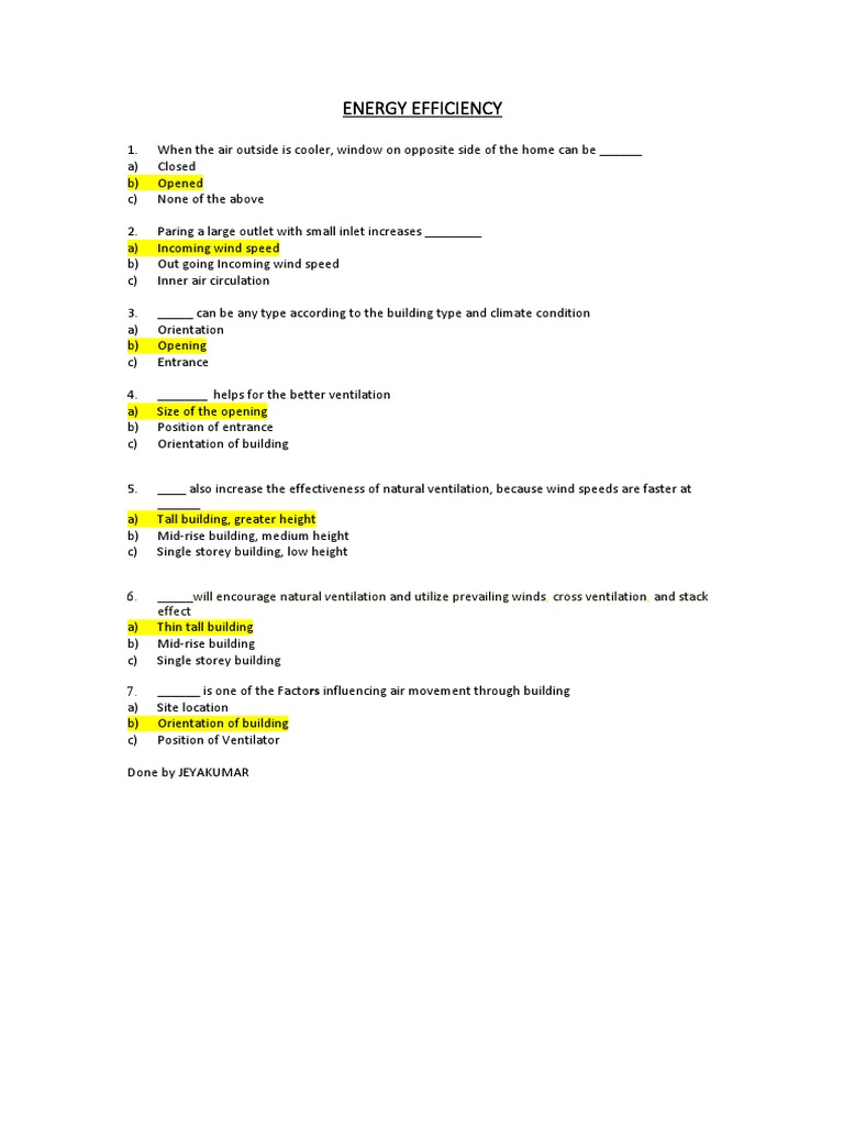 MCQ Energy Efficiency | PDF | Technology & Engineering