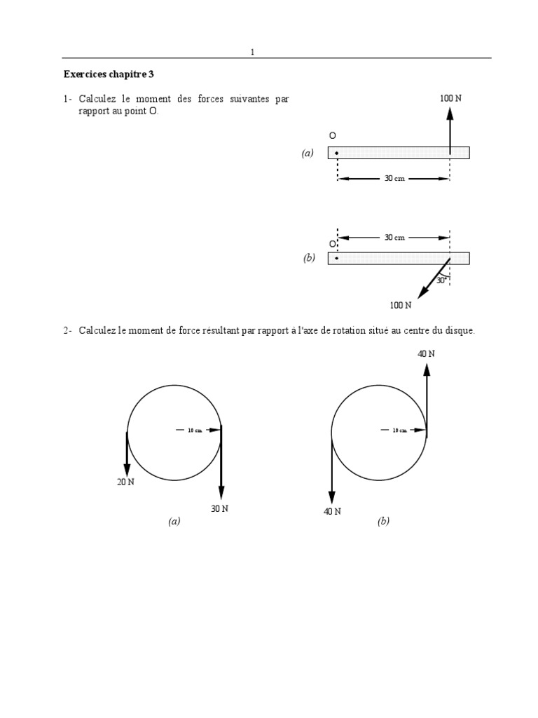 Calcul des moments de force et exercices | PDF | Obliger | Mécanique