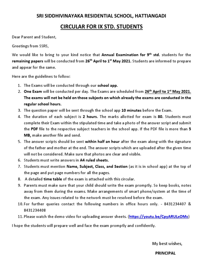 Annual Exam Circular Class-9 | PDF | Test (Assessment) | Test/Examination