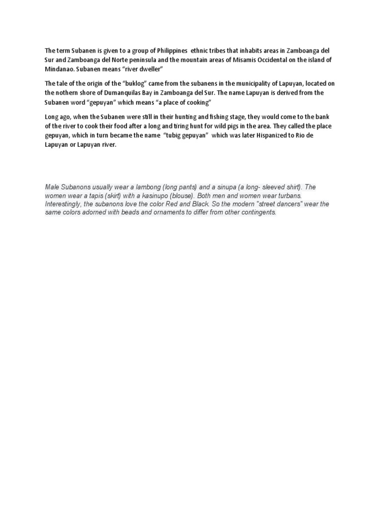 Subanen Culture and Origins | PDF | Language Arts & Discipline ...
