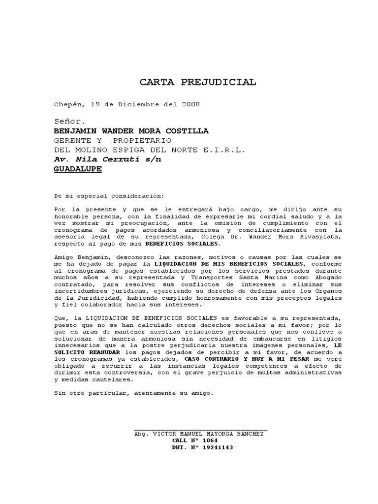 Carta Prejudicial | PDF