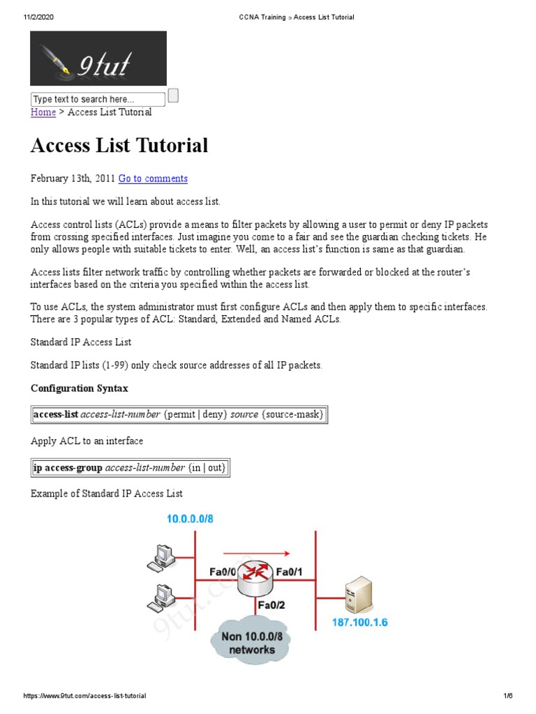 CCNA Access List Guide | PDF | Port (Computer Networking) | Router (Computing)