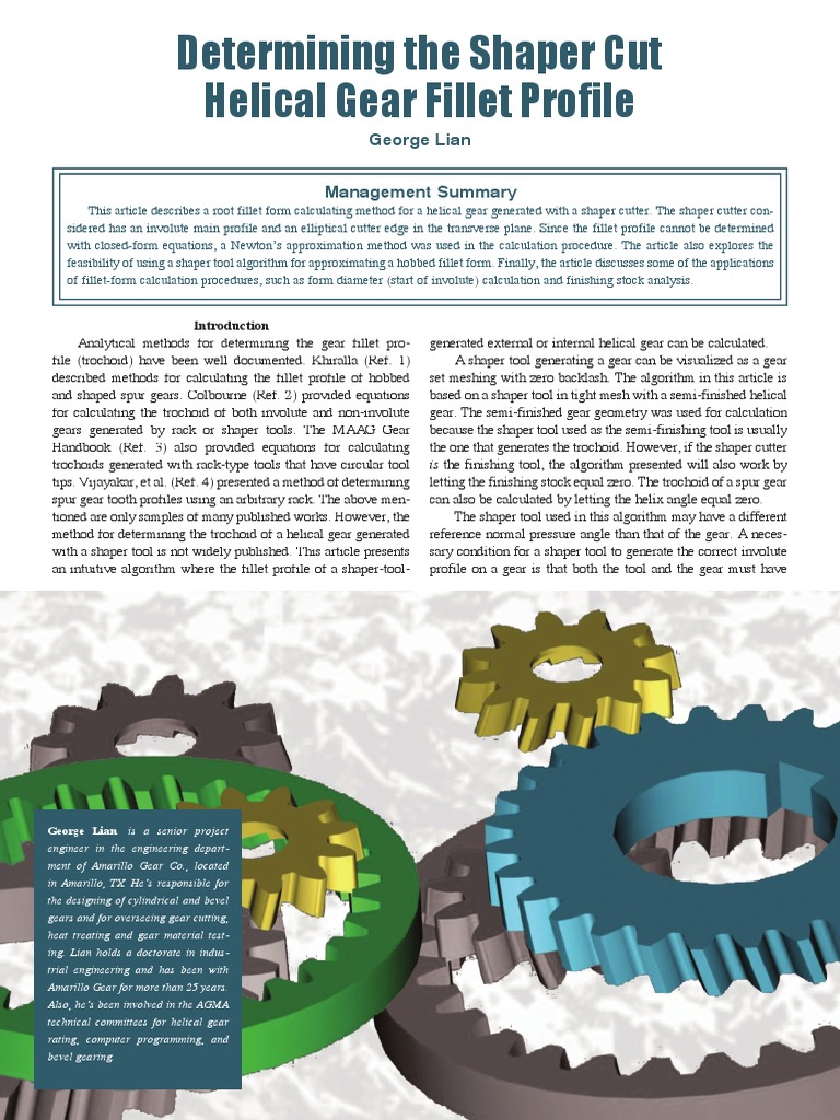Determining The Shaper Cut Helical Gear Fillet Profile: George Lian ...