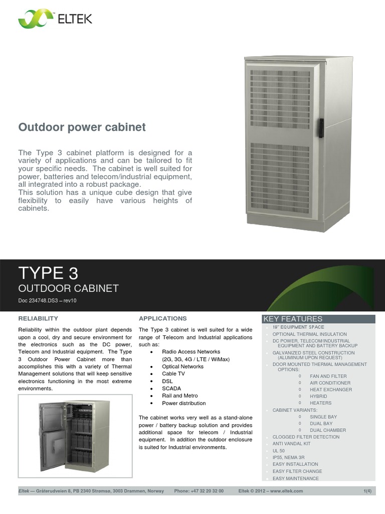 Type 3: Outdoor Power Cabinet | PDF | Air Conditioning | Heat Exchanger