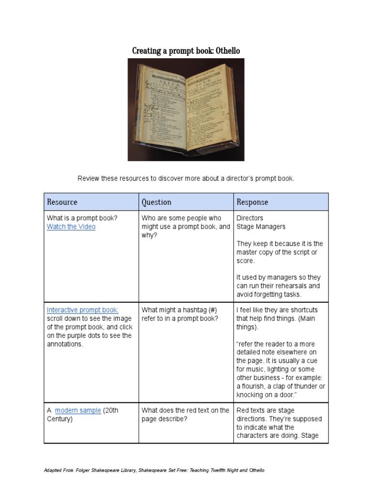 Othello Prompt Book Creation Guide | PDF | Iago | Othello