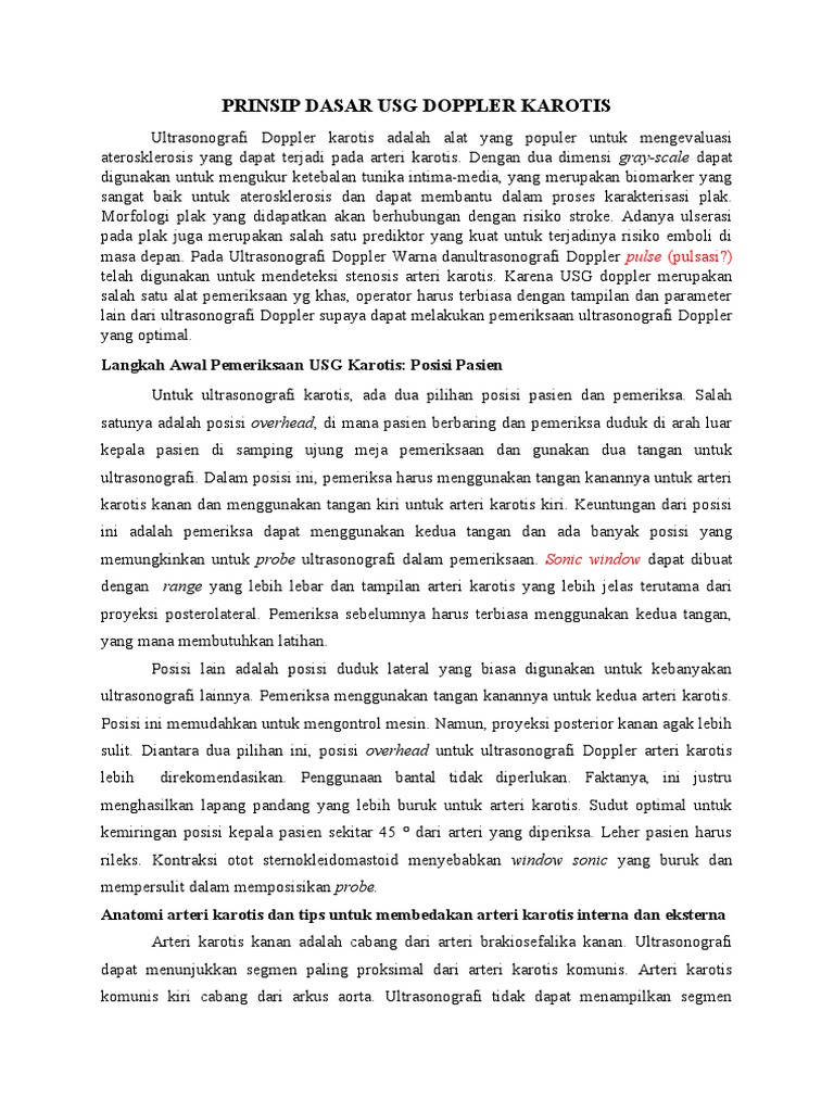 Prinsip Dasar Usg Doppler Karotis Pdf