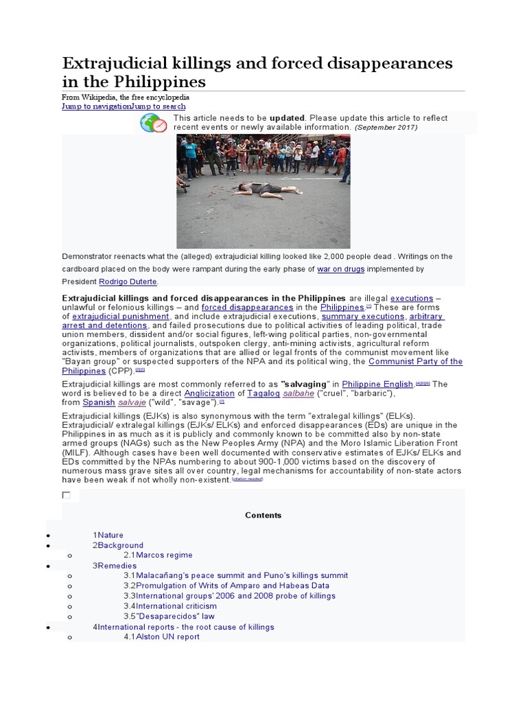 Extrajudicial Killings and Forced Disappearances in The Philippines | PDF | Human Rights ...