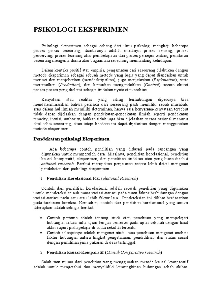 Psikologi Eksperimen | PDF