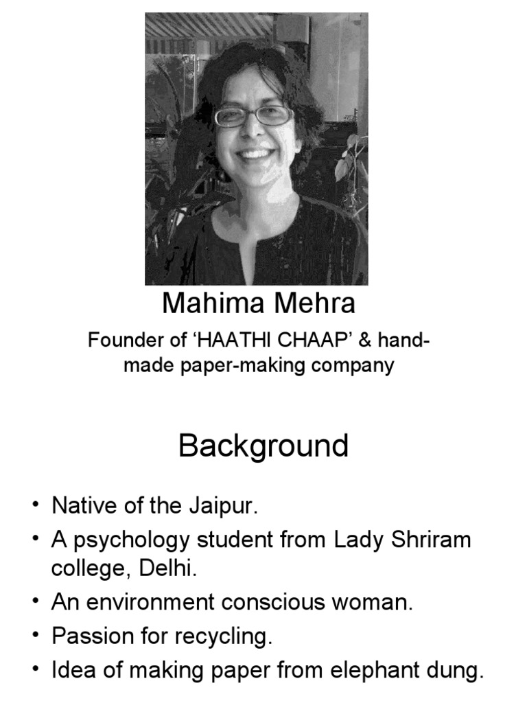 Mahima Mehra: Founder of Haathi Chaap | PDF | Social Science