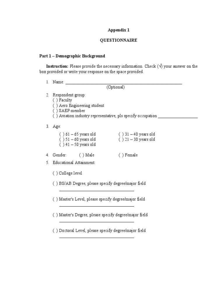Questionnaire | PDF | Engineering | Design