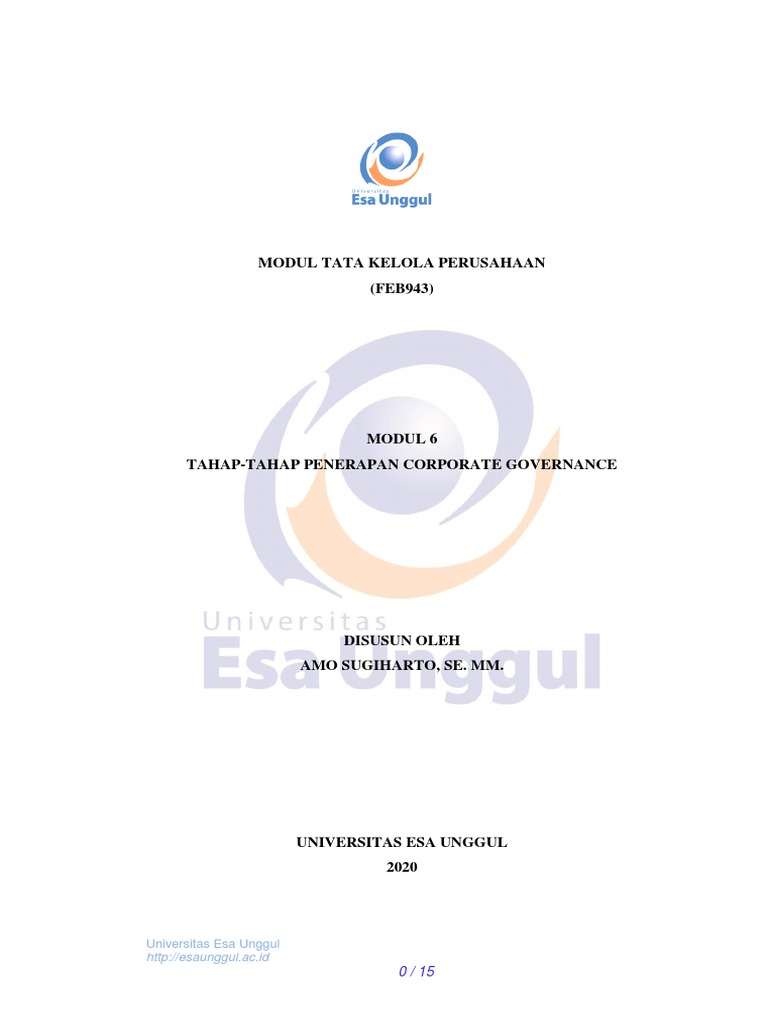 Modul Perkuliahan GCG Pertemuan 6 | PDF