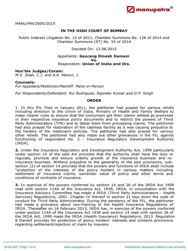 Gaurang Dinesh Damani Vs Union of India and Ors ...