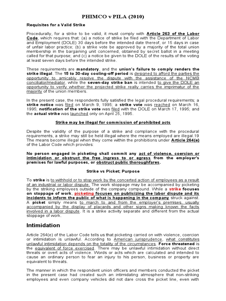 Validity of Strikes and Legal Liabilities | PDF | Strike Action | Picketing