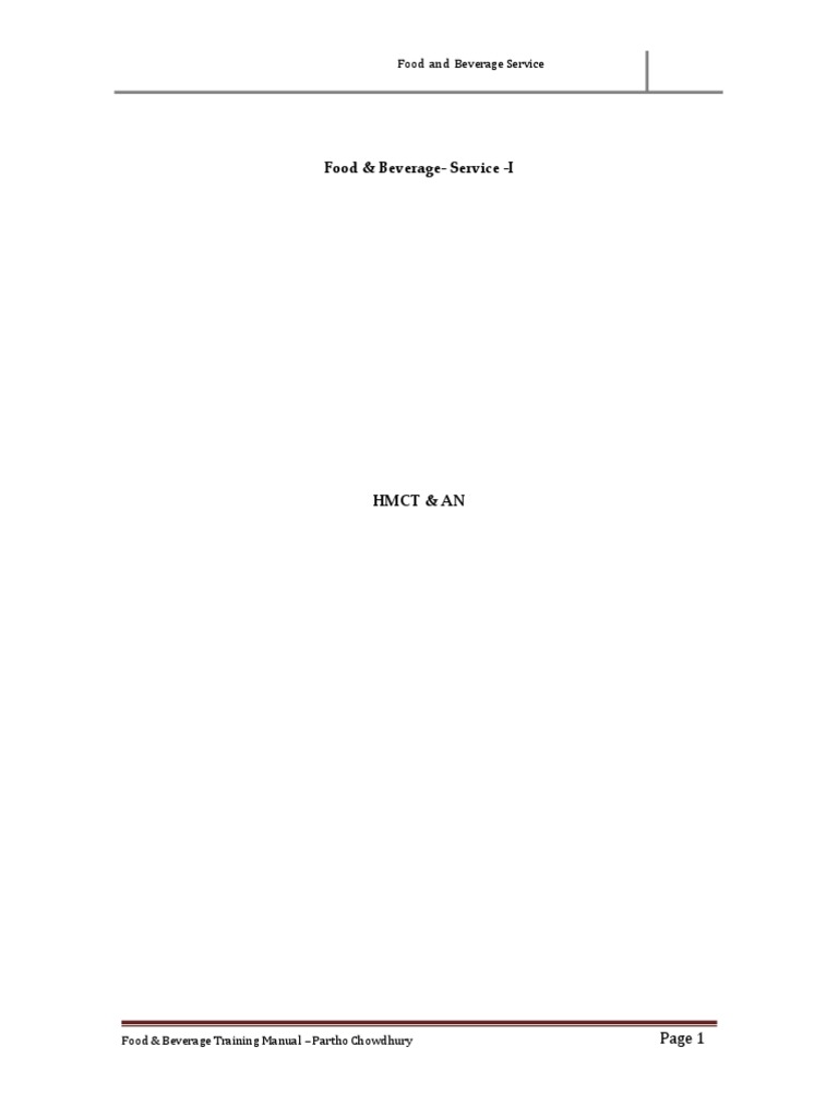 Food and Beverage Service Training Manual | PDF | Bar | Ice Cream