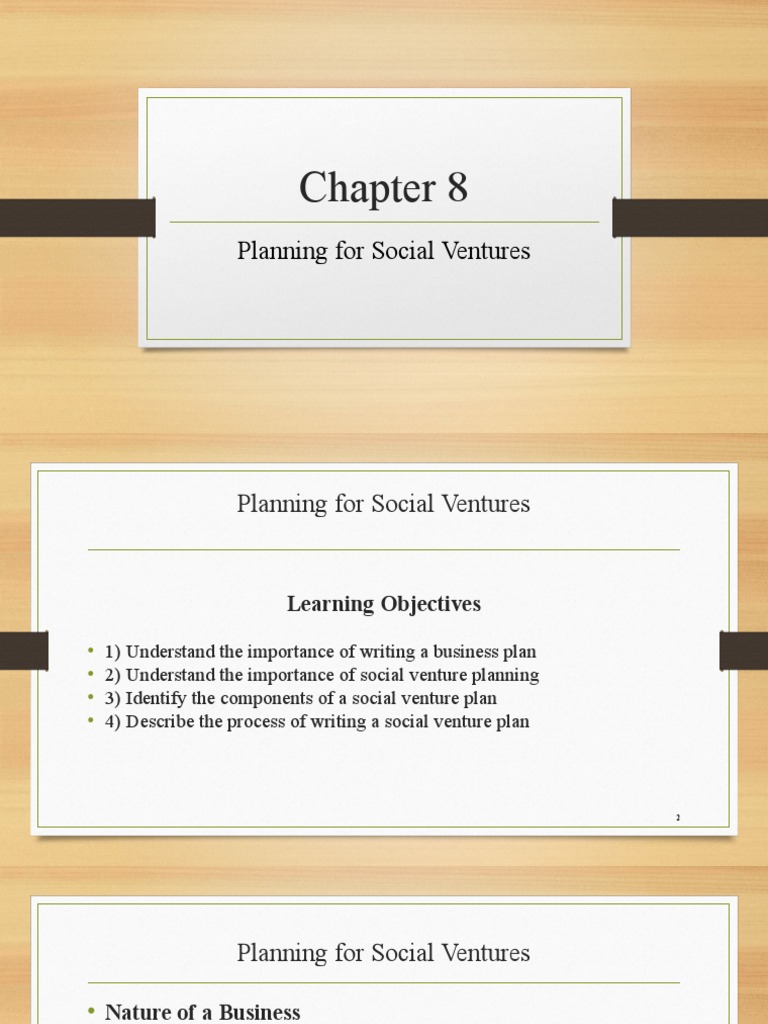 Chapter 8, Planning For Social Ventures | PDF