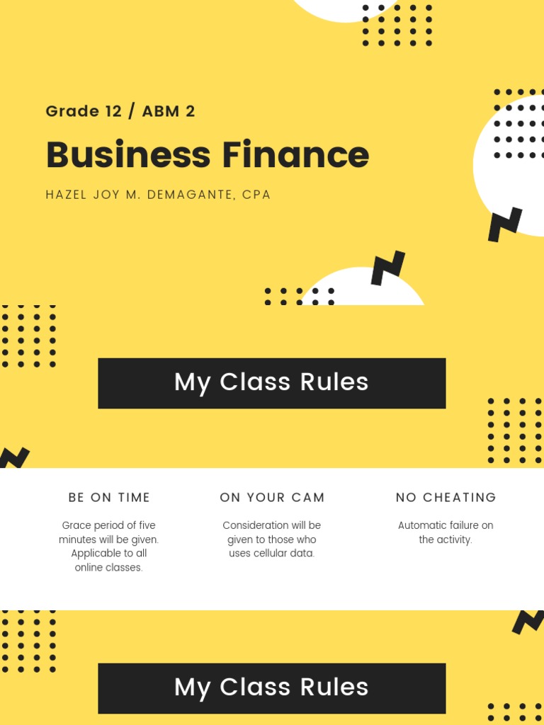 Grade 12 Business Finance Syllabus | PDF