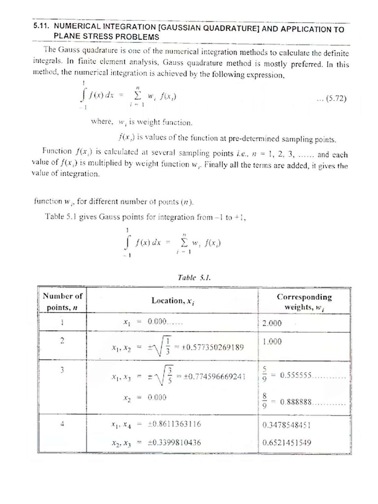 Gaussian Quadrature Example Problem | PDF