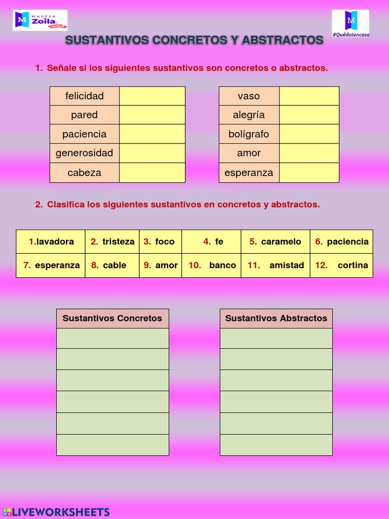 Sustantivos Concretos y Abstractos | PDF