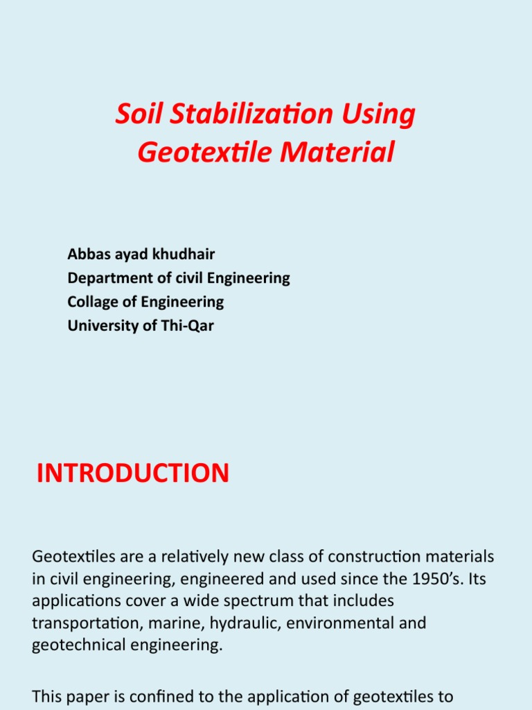 Geotextile Applications in Soil Stabilization | PDF | Materials Science ...