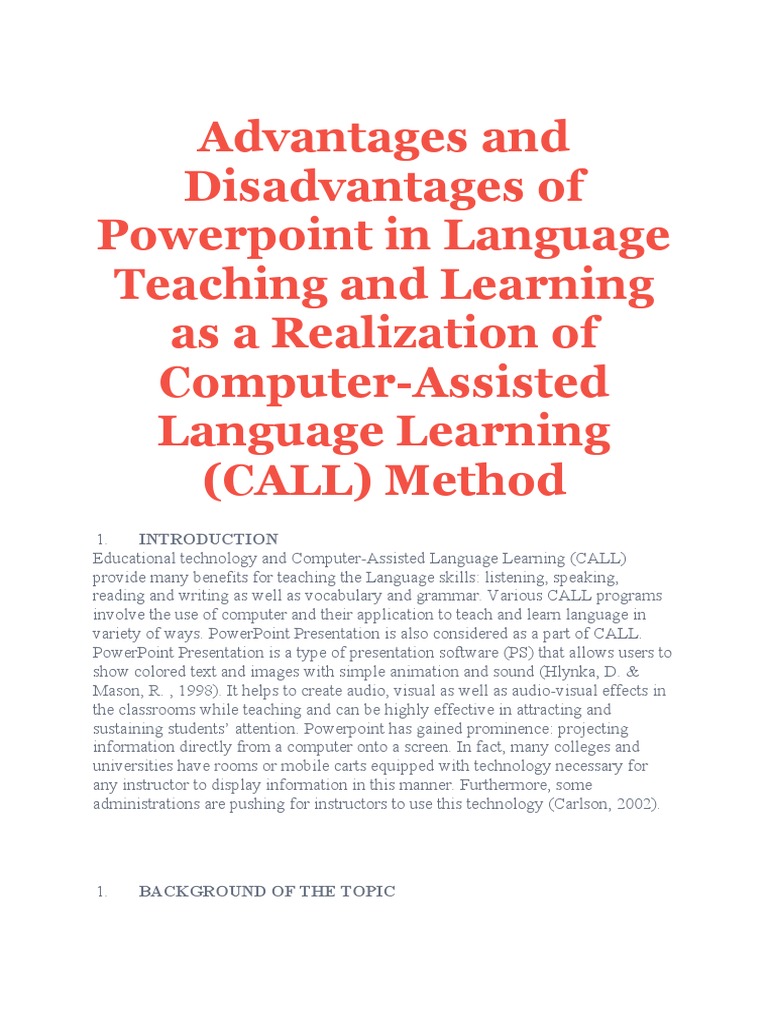 Advantages and Disadvantages of Powerpoint | PDF | Lecture | Microsoft ...