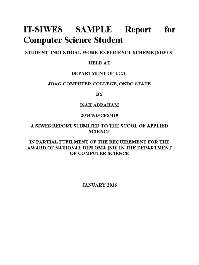 SIWES Report for Computer Science Students | PDF | Computer Keyboard ...