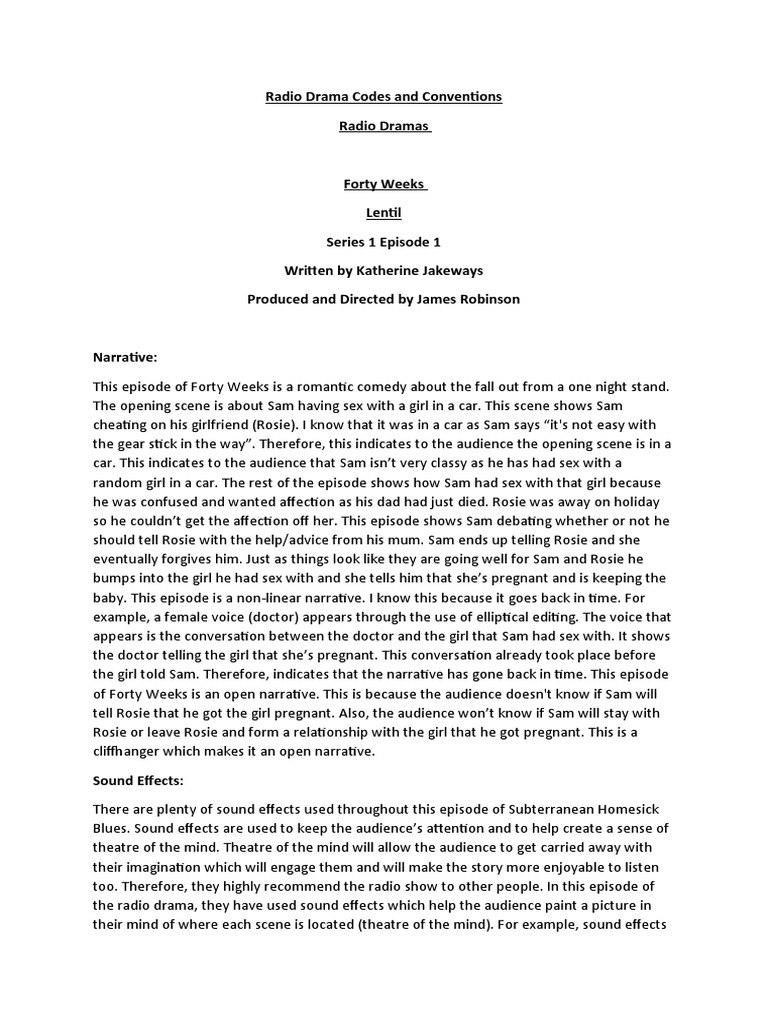 Codes and Conventions of A Radio Drama and A Radio Script | PDF ...
