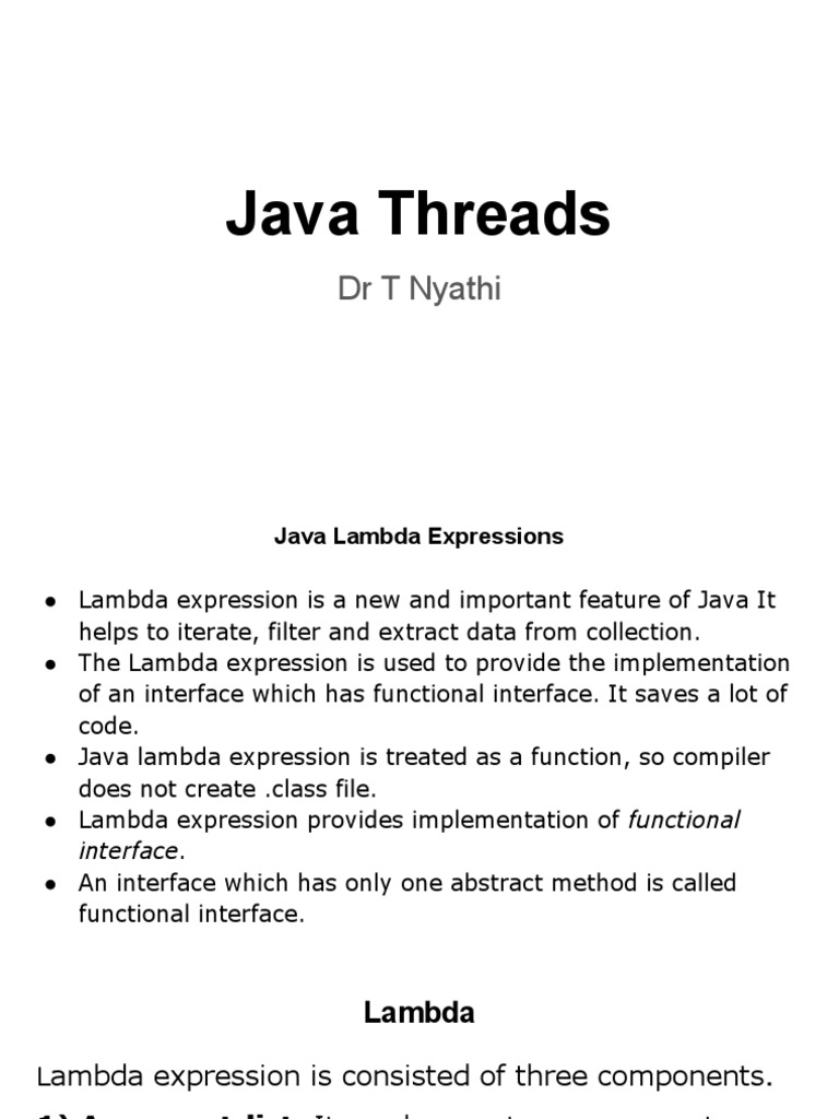 Java Threads: DR T Nyathi | Download Free PDF | Thread (Computing) | Process (Computing)